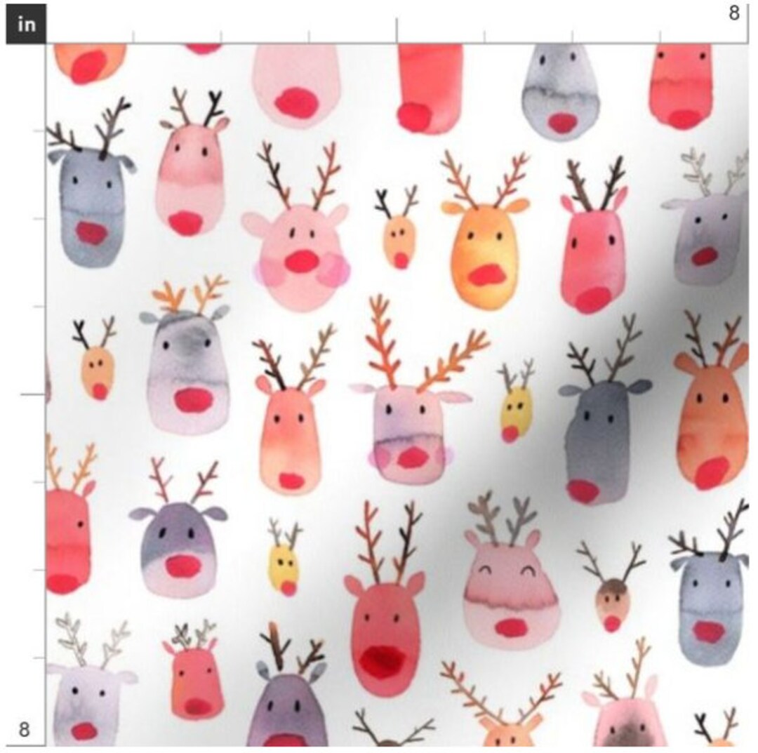 Rudolph Reindeers Fabric by the Yard | Cute Reindeer Fabric | Christmas ...