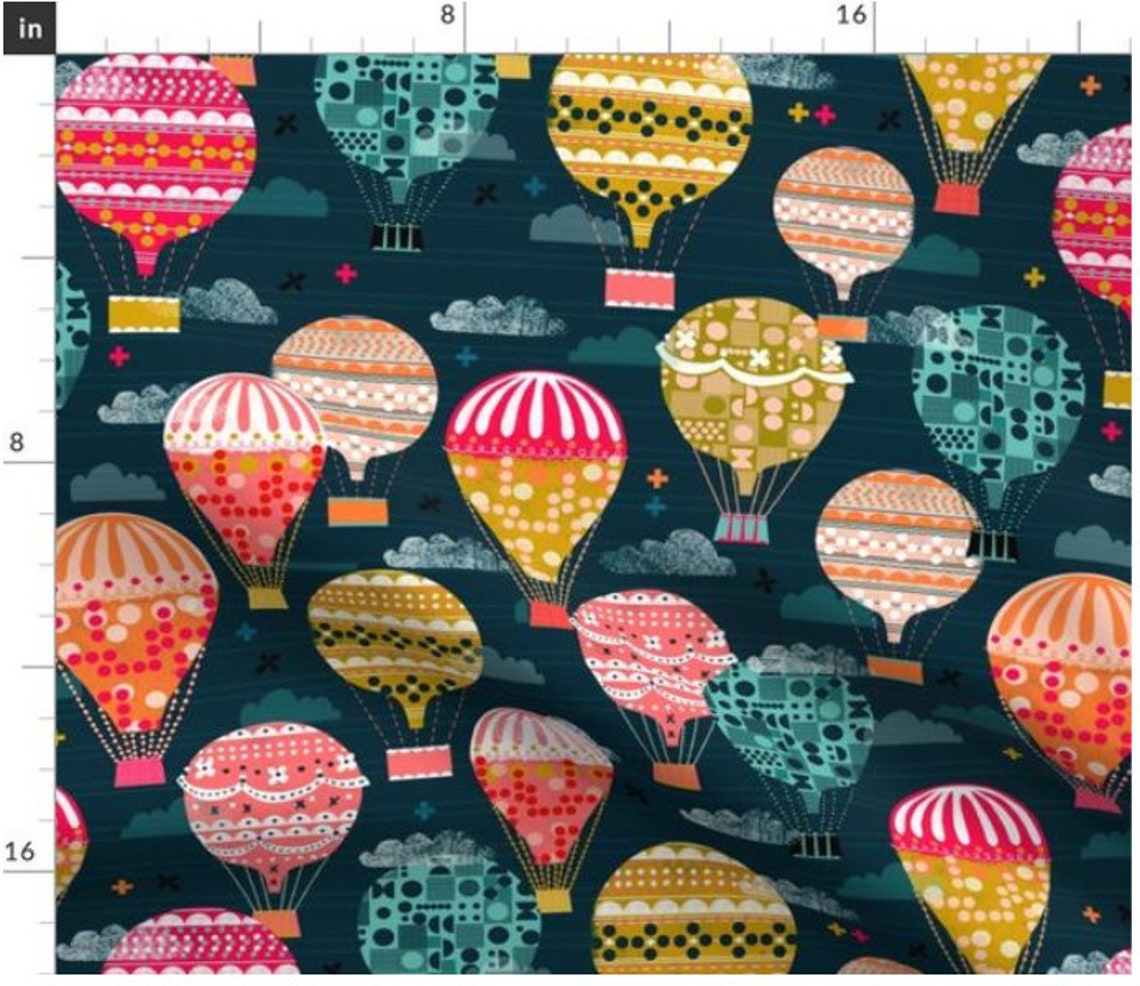 Vintage Hot Air Balloons Fabric by the Yard | Retro | Transportation ...