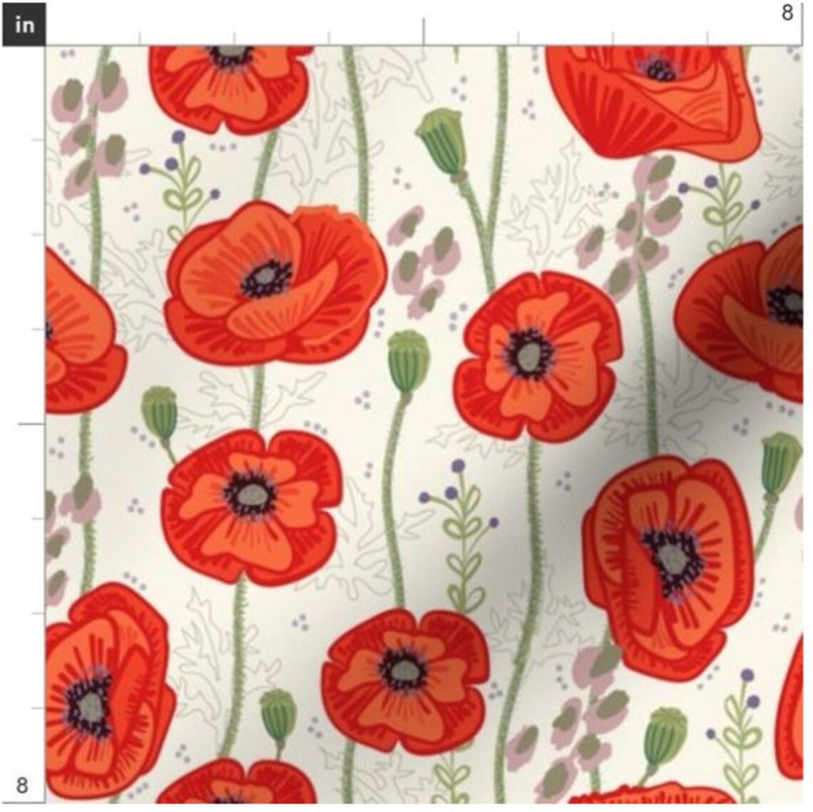 Spring Poppies Floral Fabric by the Yard Floral Fabric | Etsy