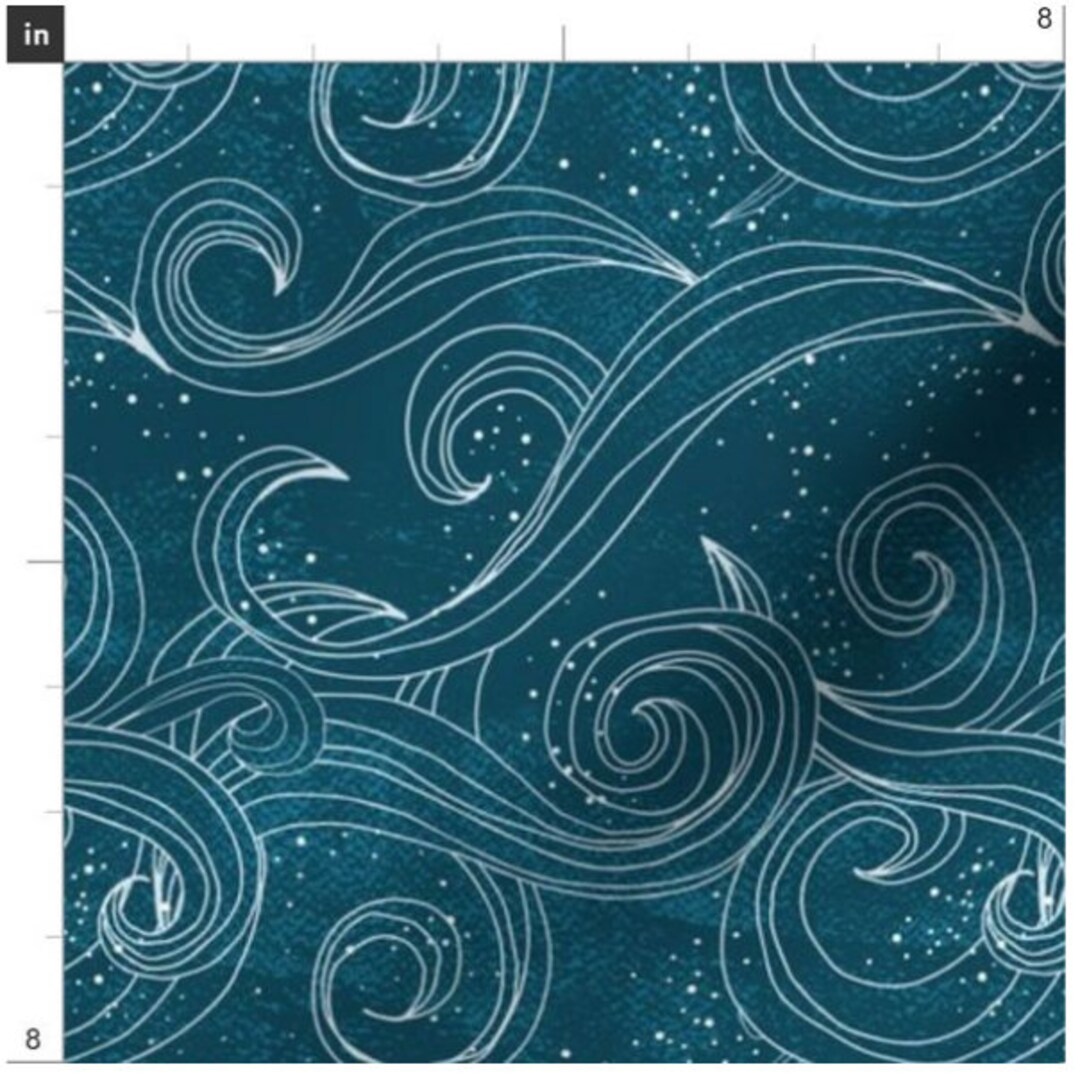 Wild Waves Fabric by the Yard | Wave Fabric | Ocean Fabric | Under the ...