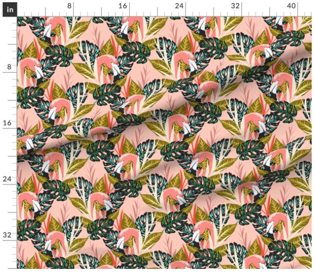 Flamingo Pink Fabric by the Yard Flamingo Pink Flamingos - Etsy