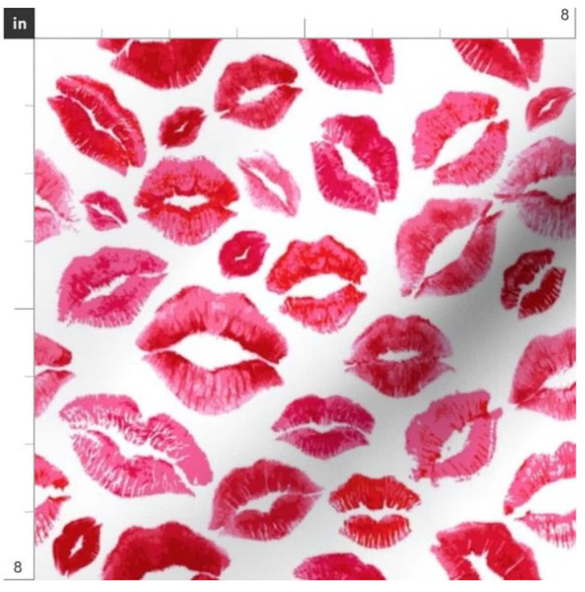 Love Lips in Red Valentine Fabric by the Yard Valentine Lips | Etsy