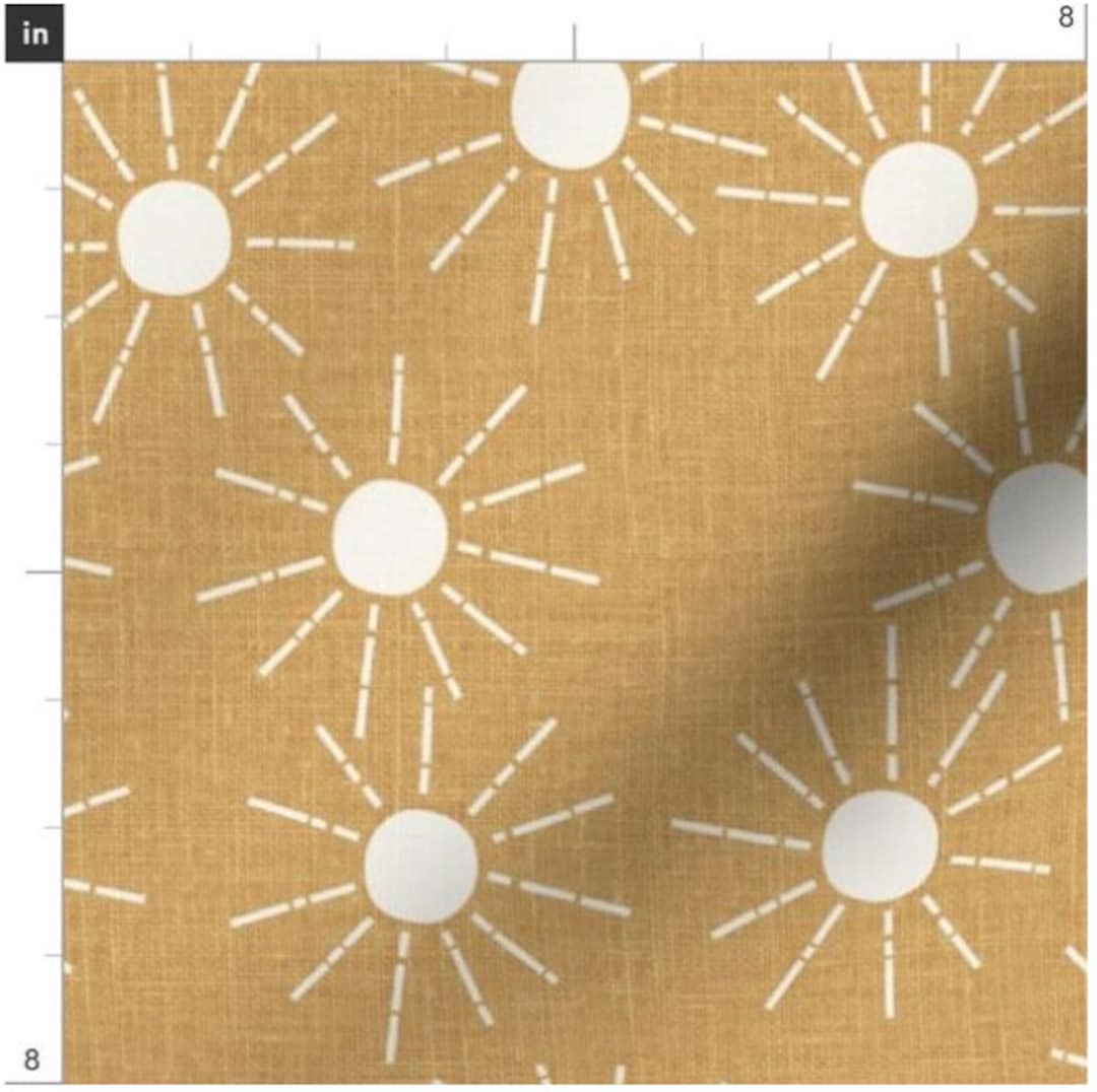 Summer Sunshine Fabric by the Yard | Suns | Sun Rays | Mustard Sun ...