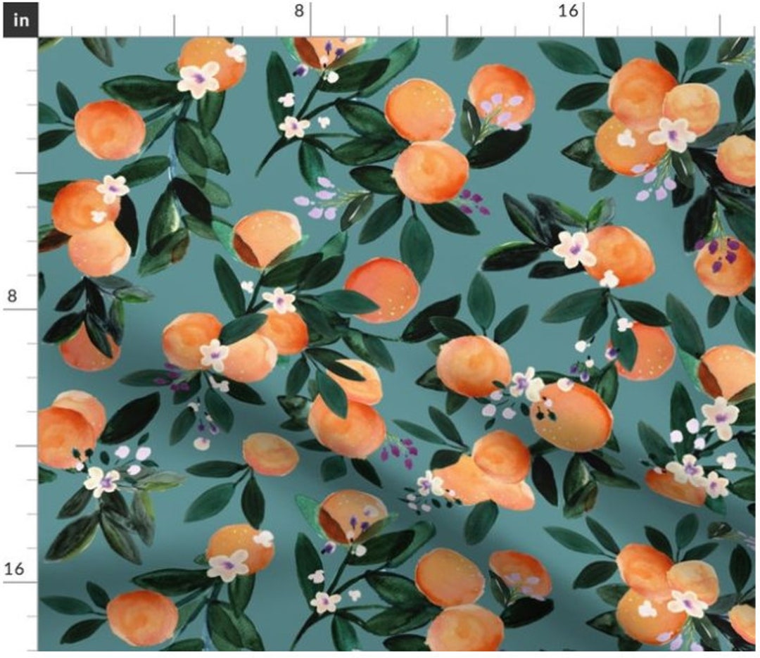 Dear Clementine Oranges | Floral Fabric | Orange Blossom Fabric ...