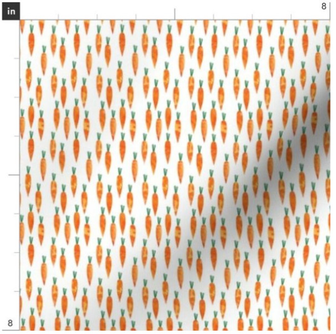 Micro Carrots Fabric by the Yard | Watercolor Carrots | Easter Fabric ...