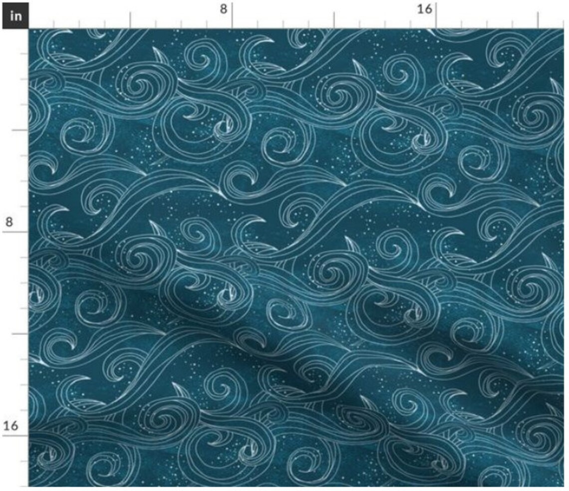 Wild Waves Fabric by the Yard Wave Fabric Ocean Fabric | Etsy