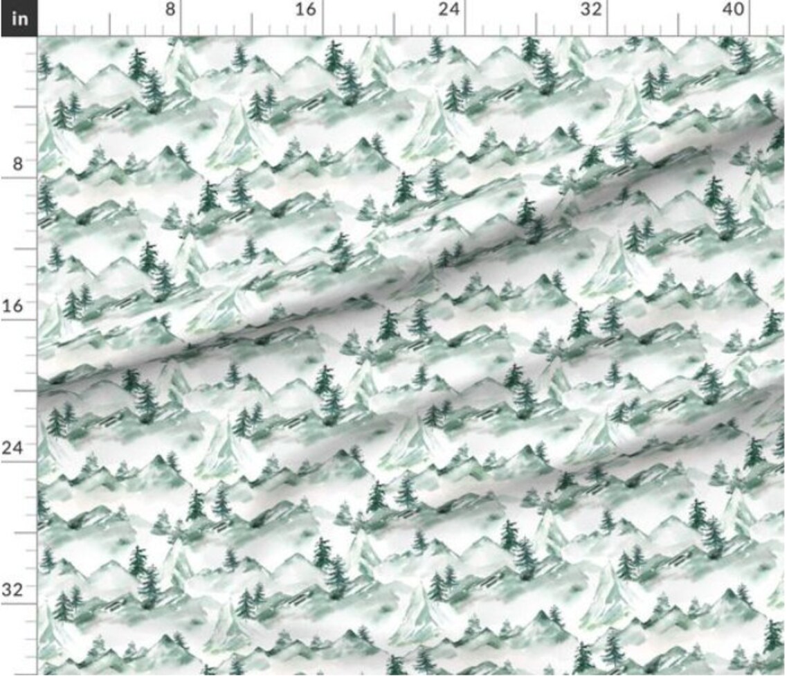 Mountain Songs Fabric by the Yard | Green Mountains | Mountain Fabric ...