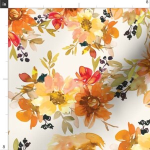 Autumn Florals Fabric by the Yard | Floral Fabric | Autumn Flowers ...