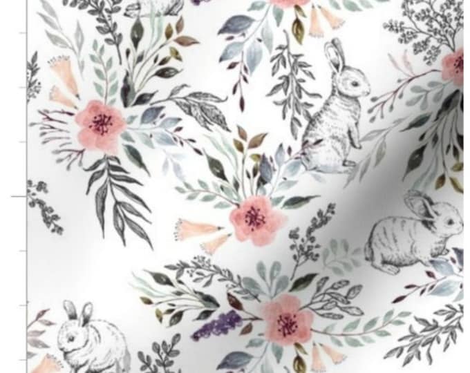 Line Art Bunnies Fabric by the Yard Easter Bunnies Bunny - Etsy