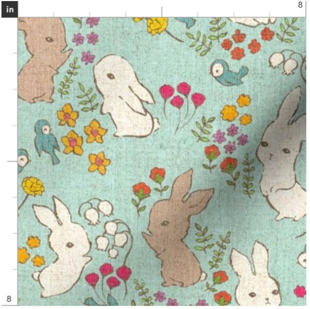 Vintage Bunnies Fabric by the Yard | Easter Bunnies | Bunny Fabric ...