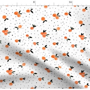 Clementine Cuties Citrus Fabric by the Yard | Floral Fabric | Orange ...