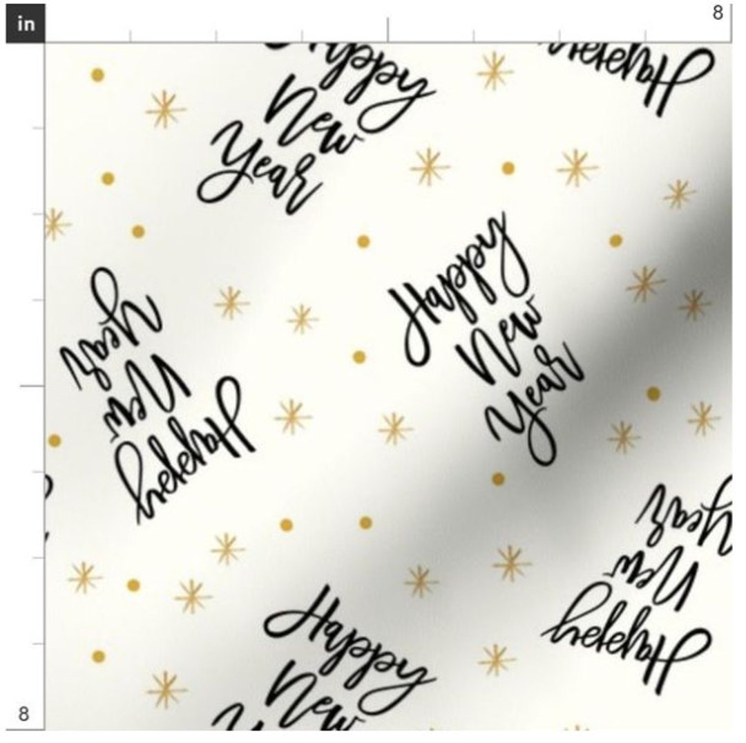 Happy New Year Script Fabric by the Yard | New Years Eve | January ...