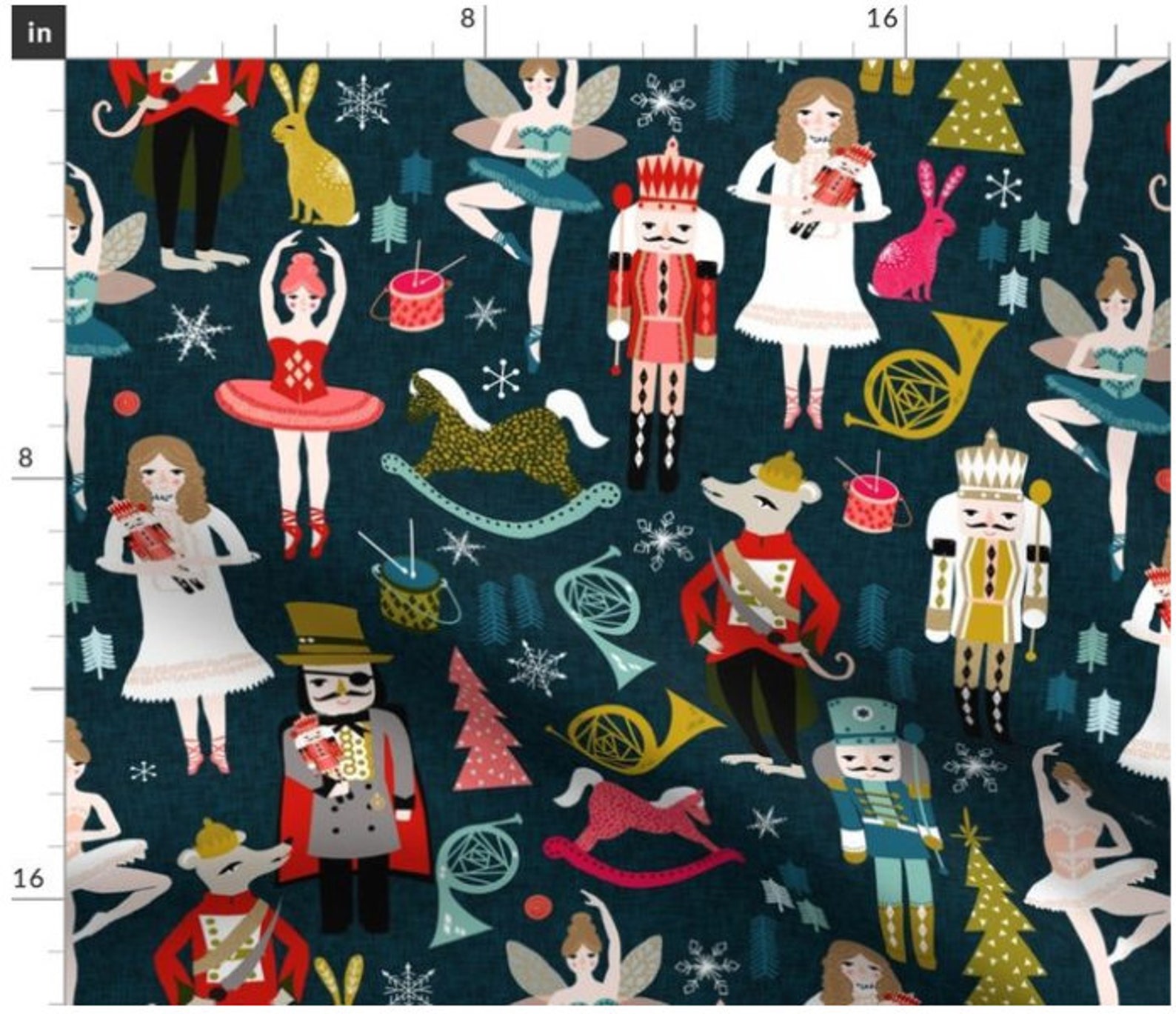 Nutcracker Ballet on Dark Nutcracker Fabric Christmas - Etsy