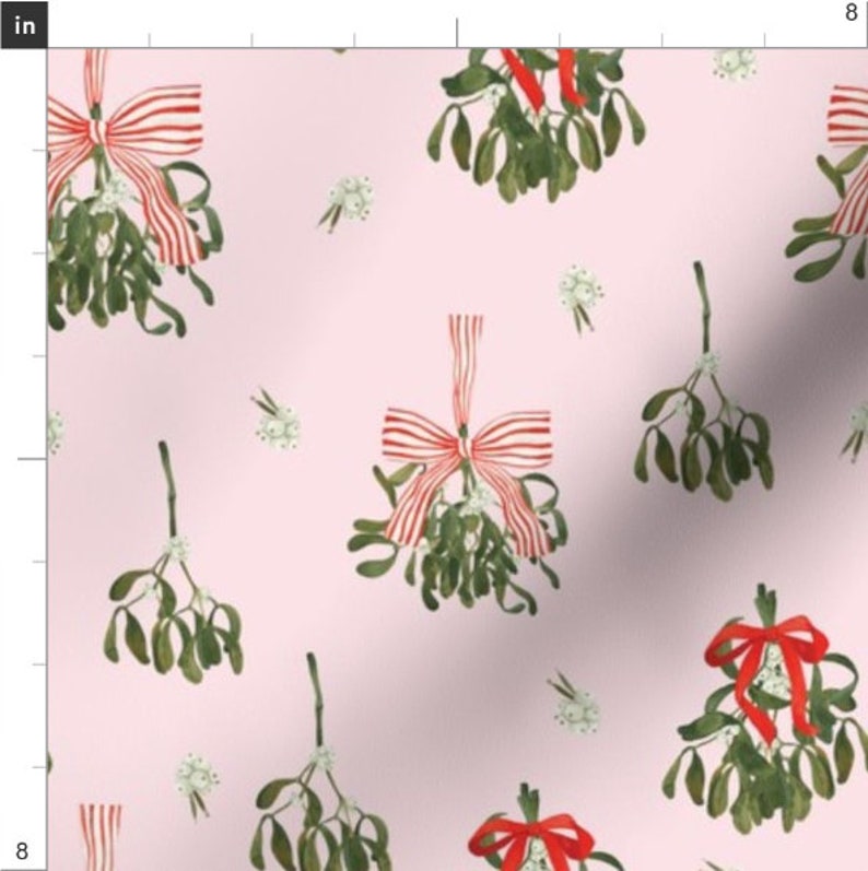 Mistletoe on Pink | Christmas Fabric by the Yard | Winter Berries ...