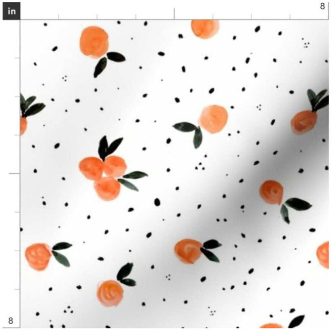 Clementine Cuties Citrus Fabric by the Yard | Floral Fabric | Orange ...