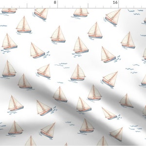 Sailboat Fabric by the Yard | Nautical Nursery | Ocean Seaside | Print ...