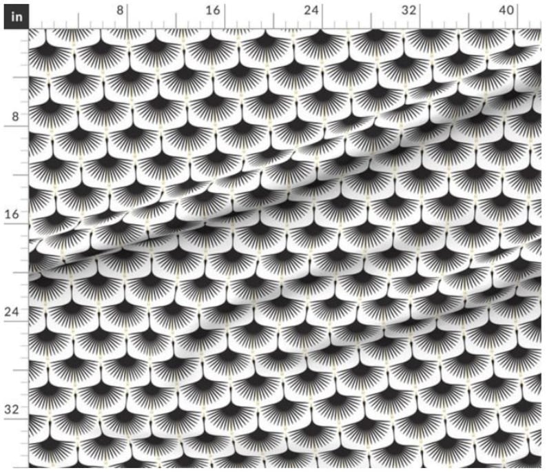 Art Deco Swans Fabric by the Yard Black on White Black - Etsy