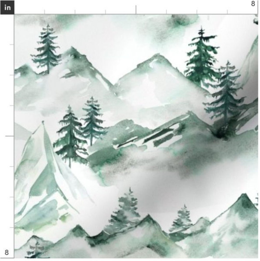 Mountain Songs Fabric by the Yard | Green Mountains | Mountain Fabric ...