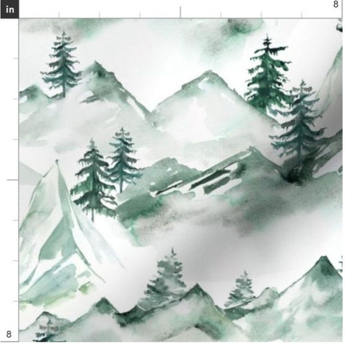 Scandinavian Mountains Fabric by the Yard Mountain Fabric - Etsy