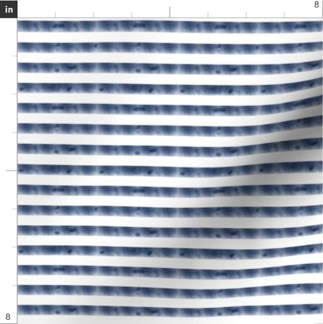 Blurry Blue Lines Striped Fabric by the Yard | Horizontal Striped ...
