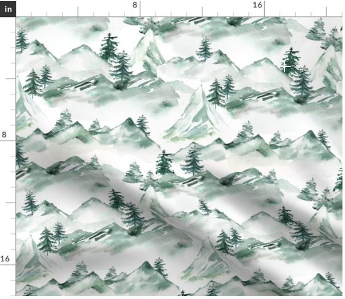 Mountain Songs Fabric by the Yard | Green Mountains | Mountain Fabric ...