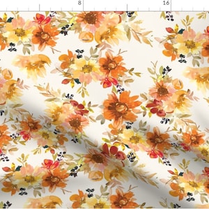 Autumn Florals Fabric by the Yard | Floral Fabric | Autumn Flowers ...