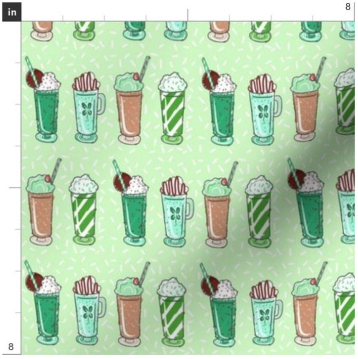 Shamrock Shakes Fabric By The Yard Shamrocks Milkshakes | Etsy