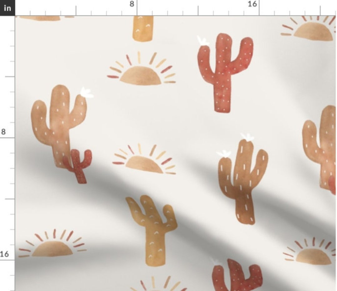 Earth Toned Cactus Fabric by the Yard | Cactus Fabric | Saguaro Cactus ...