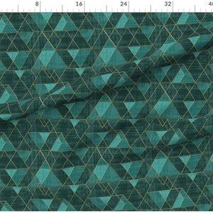 Mod Triangles Emerald Triangle Fabric by the Yard Teal and - Etsy