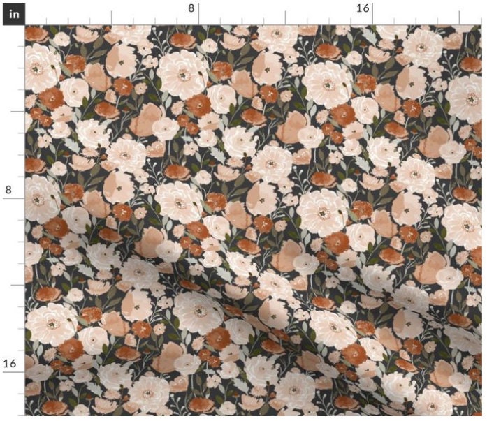 Poppy Copper Garden Floral Fabric by the Yard | Floral Fabric | Neutral ...