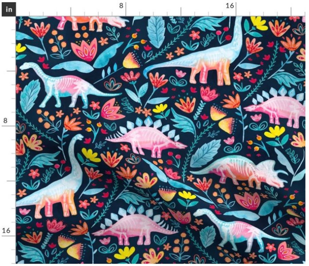 Dinosaur Delight Dinosaur Fabric by the Yard | Pink Dinosaurs | Dinos ...