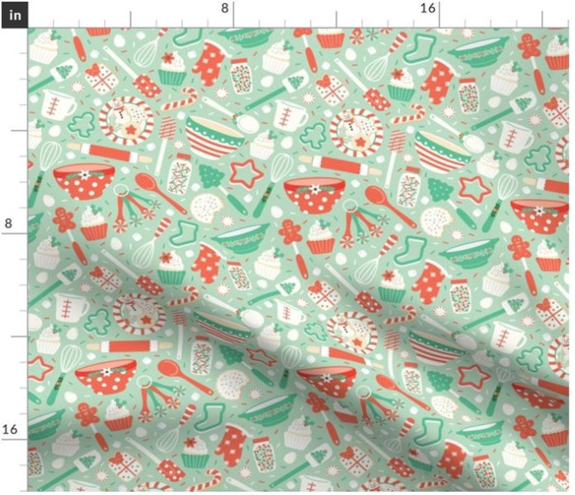 Christmas Baking Fabric by the Yard Christmas Kitchen Fabric - Etsy