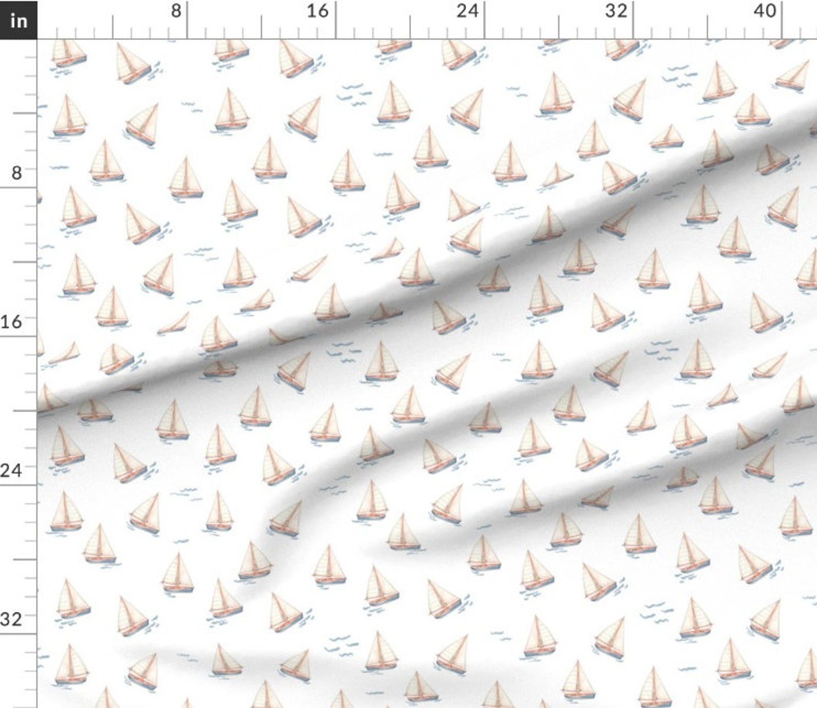 Sailboat Fabric by the Yard | Nautical Nursery | Ocean Seaside | Print ...