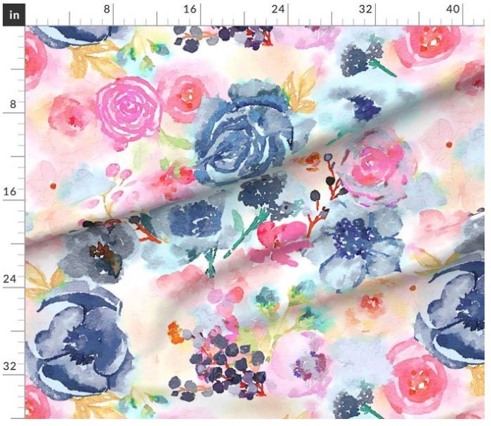 Spring Dreams Watercolor Floral Fabric by the Yard | Watercolor Flowers ...