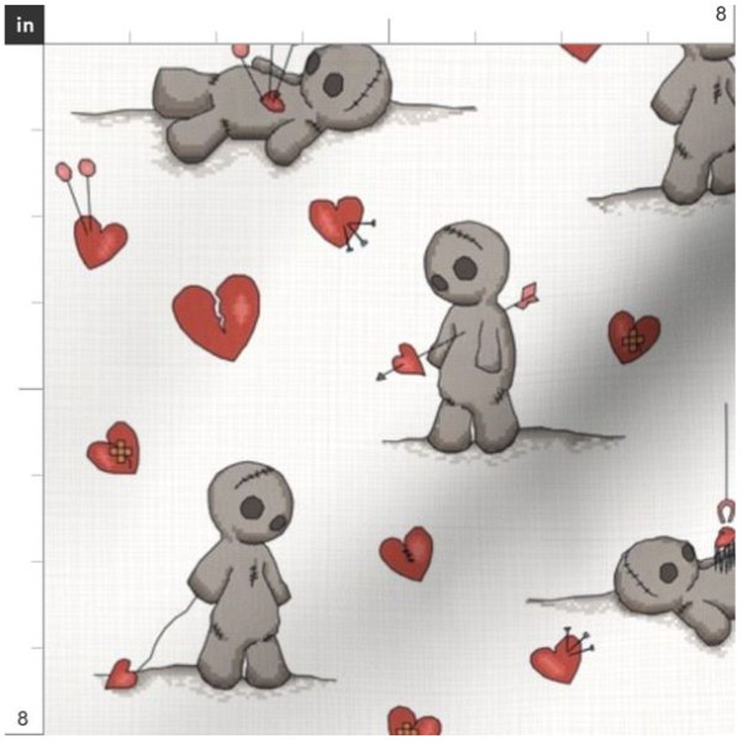 Voodoo Dolls Valentine Fabric by the Yard | Hearts | Voodoo and Hearts ...
