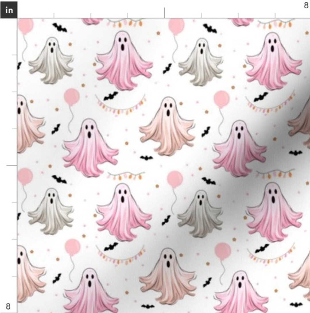 Halloween Fabric by the Yard | Pink Party Ghosts | Cute Ghosts | Ghost ...