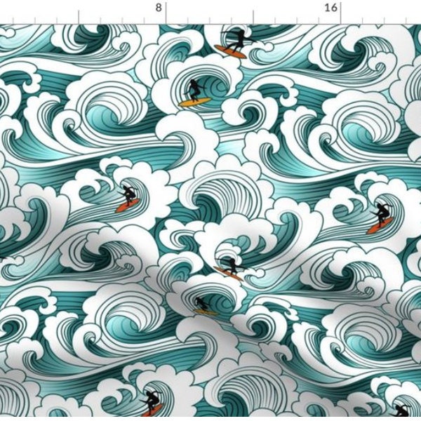 Ocean Wave Print Fabric - Etsy