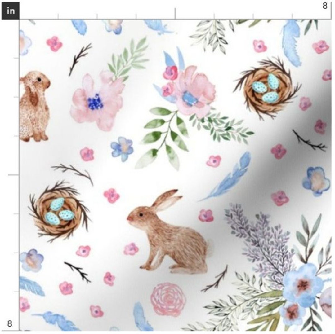 Spring Flower Bunnies Fabric by the Yard | Easter Bunnies | Bunny ...