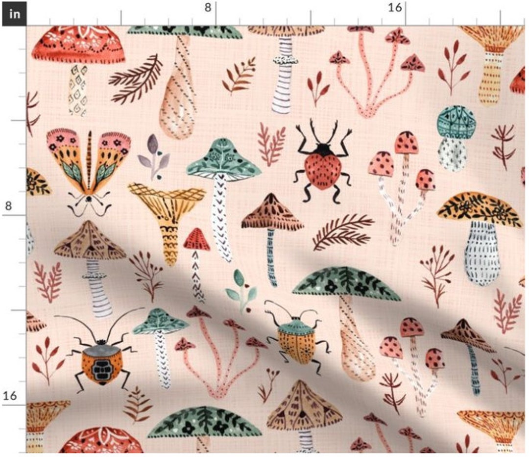 Pilzen Pink Beetle Fabric | Pink Beetle Bug Fabric by the Yard ...
