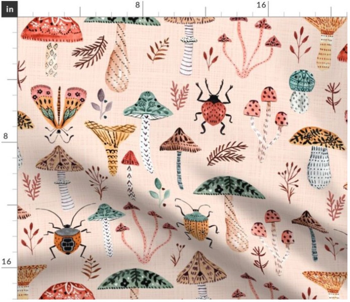 Pilzen Pink Beetle Fabric Pink Beetle Bug Fabric by the Yard - Etsy
