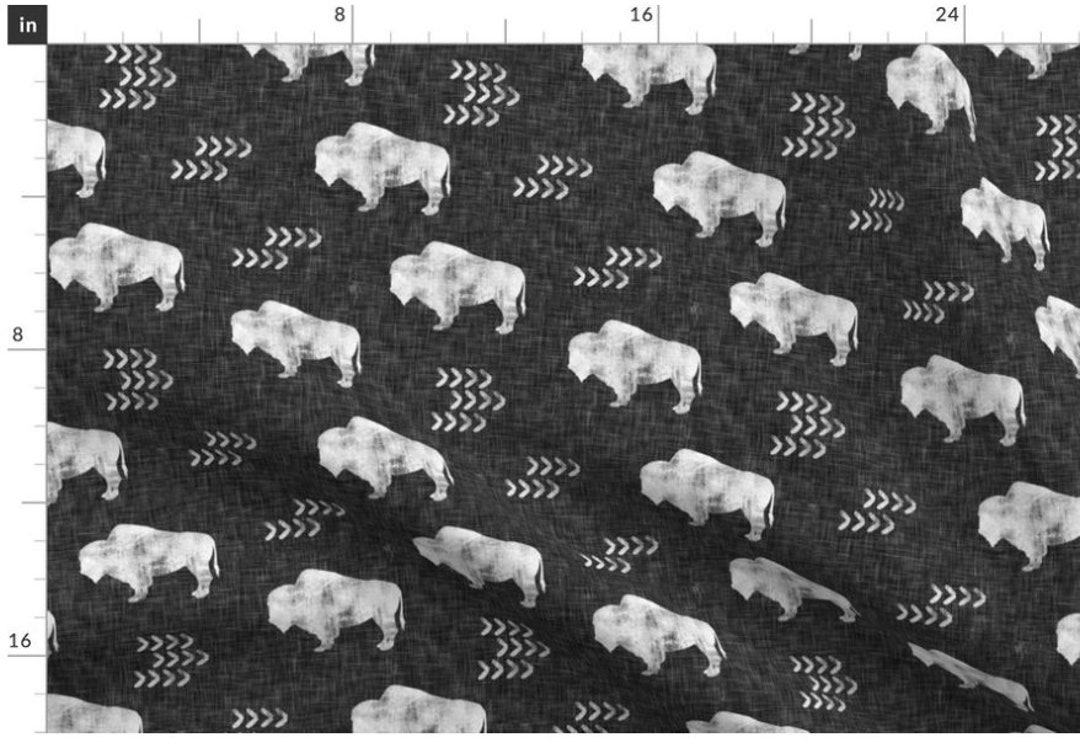 Distressed Buffalo on Dark Grey | Little Arrow Designs | Buffalo Fabric ...