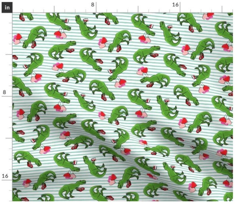 Valentine's Day T-rex Fabric by the Yard Dinosaur - Etsy