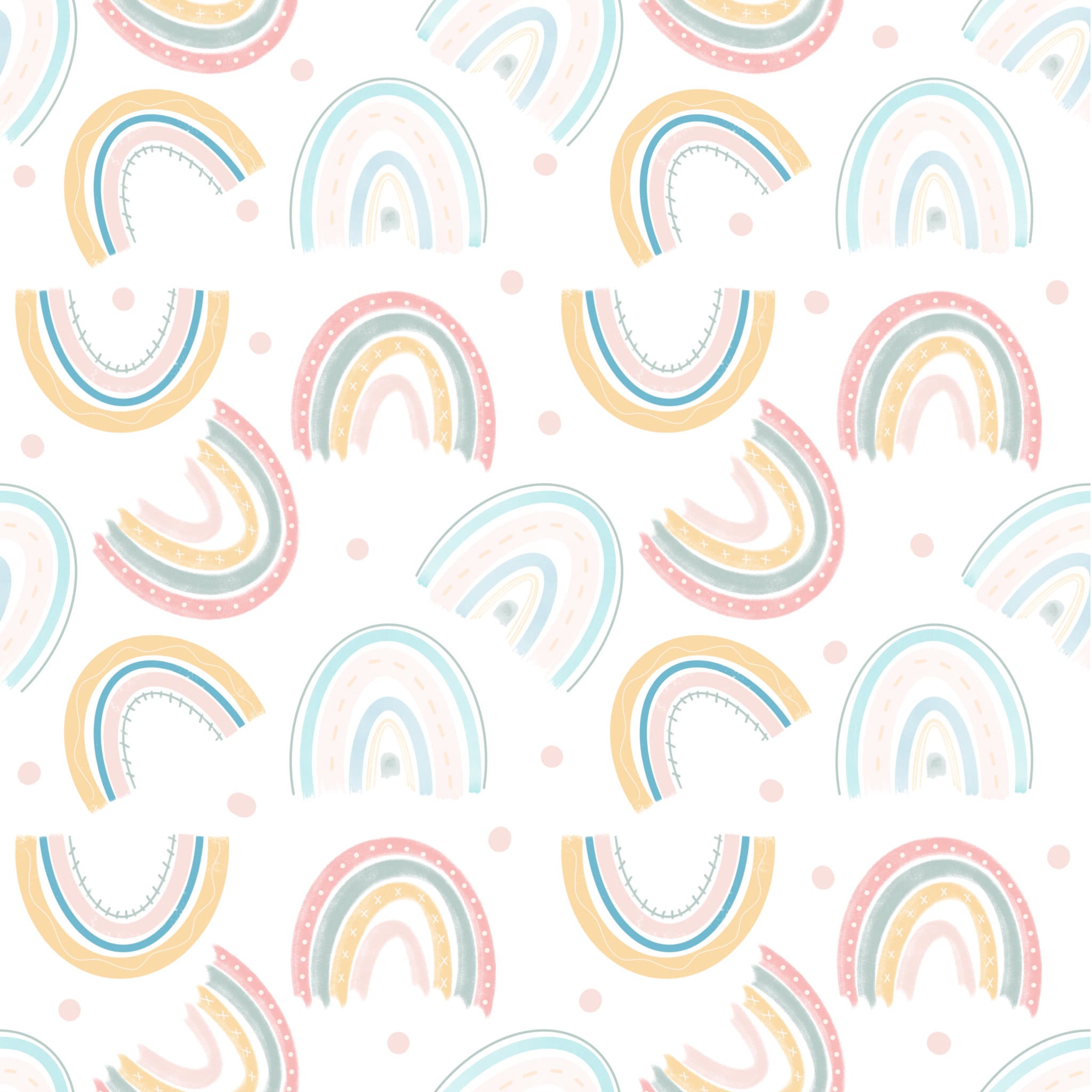 Rainbow Trio Muted | Rainbow Fabric by the Yard | Colorful Rainbows ...
