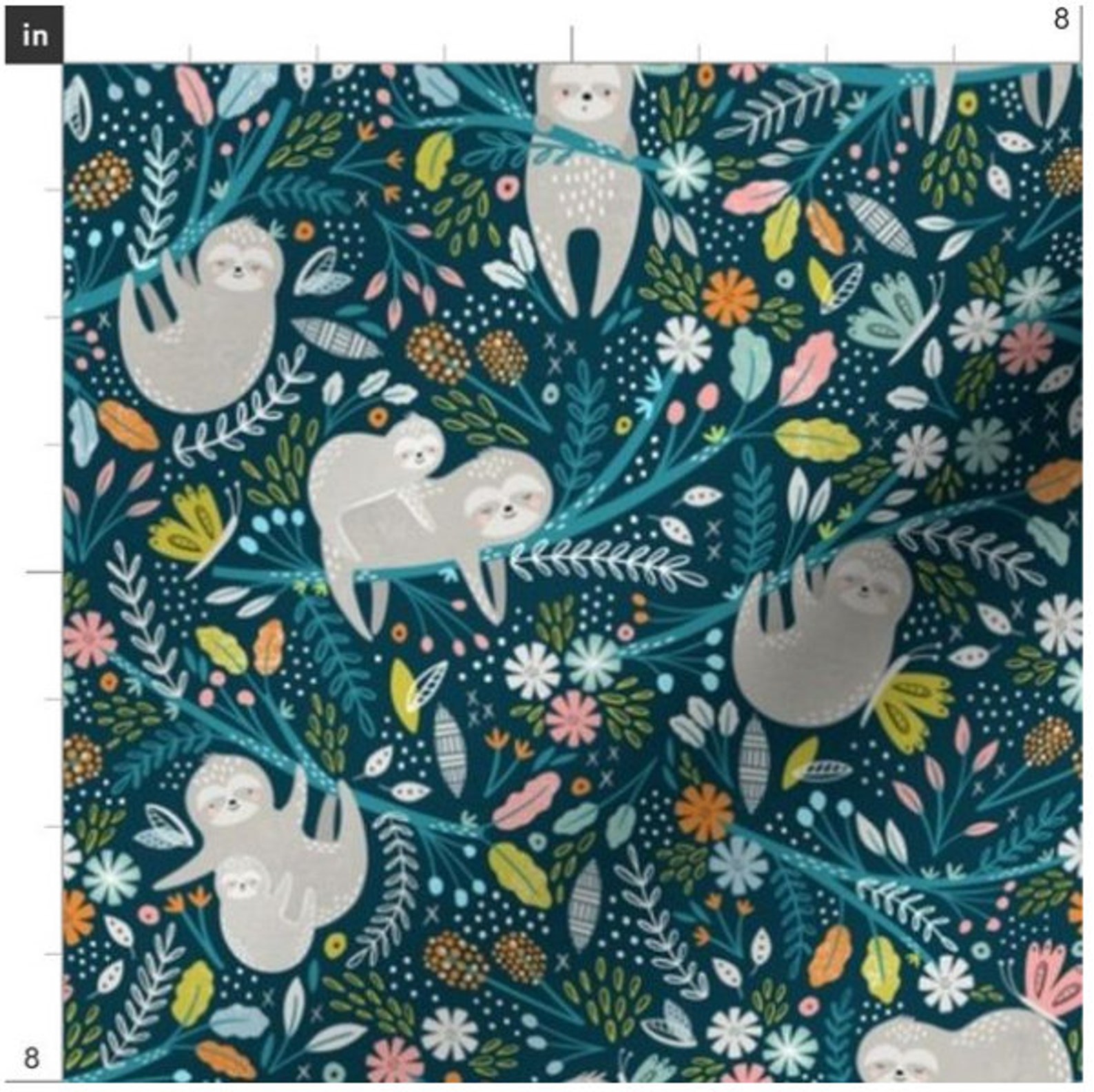 Hanging Out Fabric by the Yard | Sloth Fabric | Jungle | Tropical ...