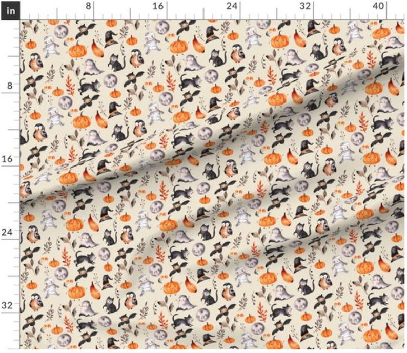 Cute Halloween Fabric by the Yard Watercolor Halloween - Etsy