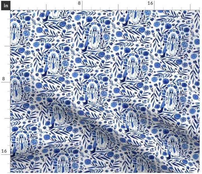 Lourdes Fabric by the Yard | Our Lady of Lourdes | Floral Saints ...