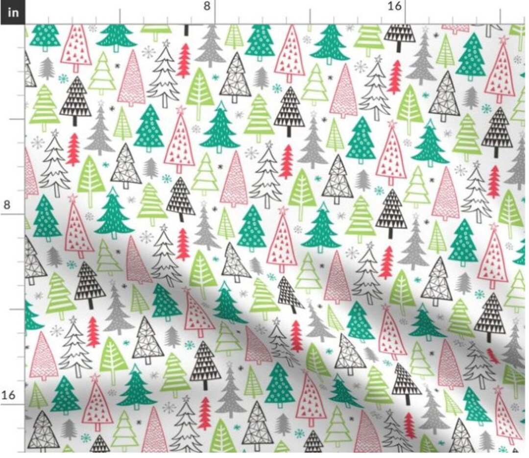 Christmas Trees Fabric | Christmas Holiday Forest Tree Fabric ...
