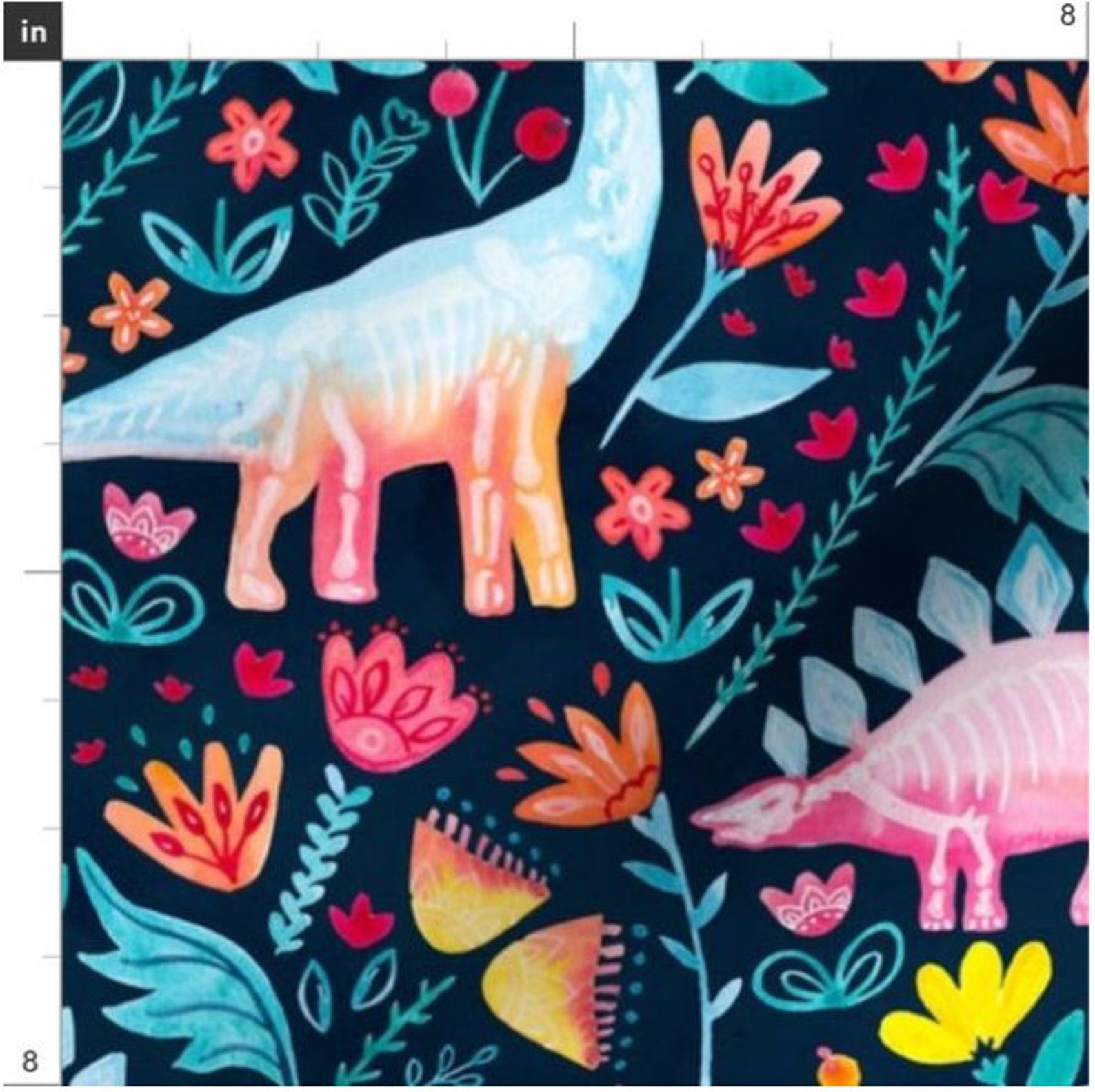 Dinosaur Delight Dinosaur Fabric by the Yard Pink Dinosaurs - Etsy