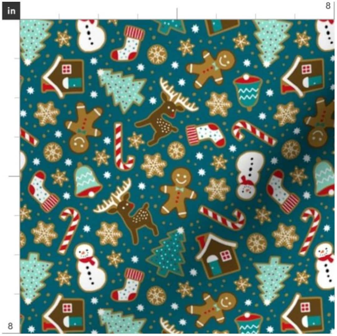 Christmas Gingerbread Cookies Fabric | Small Gingerbread Fabric ...