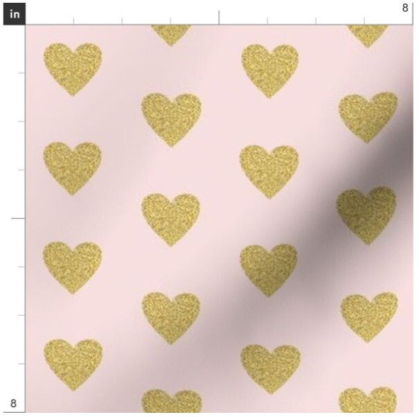 Heart of Gold on Pink Valentine Fabric by the Yard Gold - Etsy
